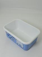China Soft Blue Cute Polar Bear Penguin Print Rectangular Enamel Storage Bowl Oven Safe Enamel Food Container For Baking And Fridge Storage for sale