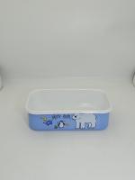 China 25cm Light Blue Arctic Animal Printed Rectangular Enamel Container Oven Safe Enamel Baking Bowl For Fridge Storage Food Preparation for sale