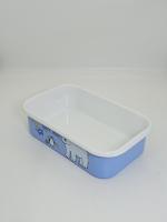 China 25cm Light Blue Arctic Animal Printed Rectangular Enamel Container Oven Safe Enamel Baking Bowl For Fridge Storage Food Preparation for sale