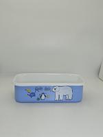China 25cm Light Blue Arctic Animal Printed Rectangular Enamel Container Oven Safe Enamel Baking Bowl For Fridge Storage Food Preparation for sale