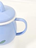 China Pastel Blue Cute Floral Heart Print Mini Enamel Teapot With Lid Small Enamel Coffee Pot For Home Beverage Brewing Storage for sale