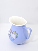 China Pastel Blue Cartoon Animal Print Belly Shaped Enamel Pitcher Classic Enamel Kettle Enamel Tableware For Milk Storage for sale