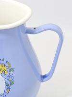 China Pastel Blue Cartoon Animal Print Belly Shaped Enamel Pitcher Classic Enamel Kettle Enamel Tableware For Milk Storage for sale