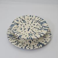 China High Quality Spatter Style Enamel Flat Plate Enamel Food Container Carbon Steel Tableware for Daily Meal for sale