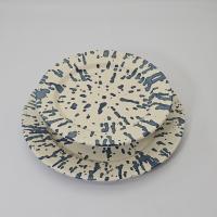 China High Quality Spatter Style Enamel Flat Plate Enamel Food Container Carbon Steel Tableware for Daily Meal for sale