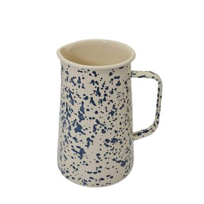 China Fashionable Splatter Enamel Pitcher High Quality Carbon Steel Enamel Tableware Smooth Enamel Can for sale