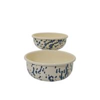China Multi-size Enamel Splatter Rice Bowl Carbon Steel Food Container Speckle Enamel Tableware for sale