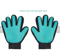 China Blue TPR Silicone Pet Grooming Brush Gloves 18*24CM for sale