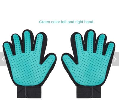 China Blue TPR Silicone Pet Grooming Brush Gloves 18*24CM for sale