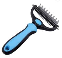 China Red Blue Pet Hair Brush Remover Double Side Pet Dematting Comb Hair Removal for sale
