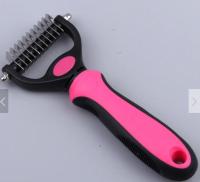 China Red Blue Pet Hair Brush Remover Double Side Pet Dematting Comb Hair Removal for sale