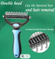 China Red Blue Pet Hair Brush Remover Double Side Pet Dematting Comb Hair Removal for sale