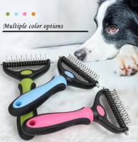 China Red Blue Pet Hair Brush Remover Double Side Pet Dematting Comb Hair Removal for sale