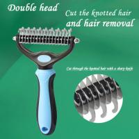China Red Blue Pet Hair Brush Remover Double Side Pet Dematting Comb Hair Removal for sale