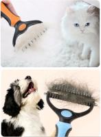 China Red Blue Pet Hair Brush Remover Double Side Pet Dematting Comb Hair Removal for sale