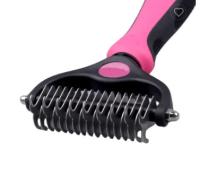 China 2 Sided Pet Safe Dematting Comb Shedding Dematting Undercoat Rake for sale