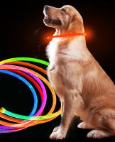 China Adjustable LED Dog Collars USB Rechargeable Flashing Glowing Dog Collar for sale