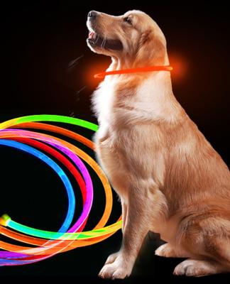 China Rechargeable Led Leather Dog Collars Light Up Flashing Dog Collar for sale