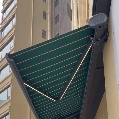 China Aluminum Alloy Outdoor Sunshade Awning Windproof Full Box Awning With Lights for sale
