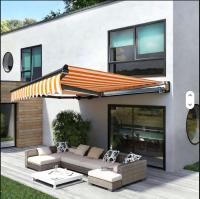 China Retractable Patio Awning with LED Light Waterproof Sunshade for Cafe Villa Garden for sale