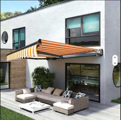 China Retractable Patio Awning with LED Light Waterproof Sunshade for Cafe Villa Garden for sale