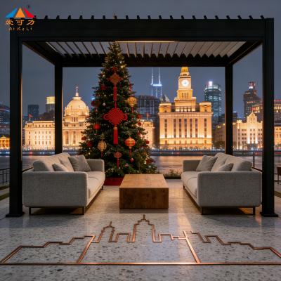 China Outdoor Waterproof Aluminium Bioclimatic Pergola with Adjustable Angle and Aluminium Alloy Construction for sale