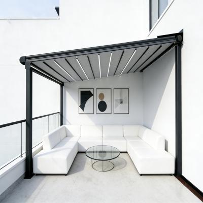 China Electric Folding Canopy with Reinforced Aluminum Alloy Frame for Wind Resistance and Foldable Design for Villa Courtyards for sale