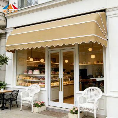 China Curved Elegant Modern Manual Awning Aluminum Alloy Dual-Control Shade Boutique Store Outdoor Display Area for sale