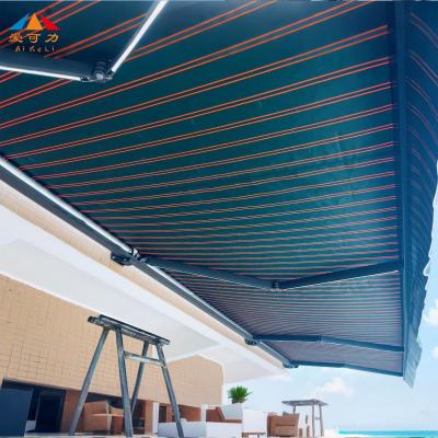 China Modern Luxury Villa Aluminum Alloy Electric Retractable Awning with UV Protection Windproof and Waterproof Features for sale