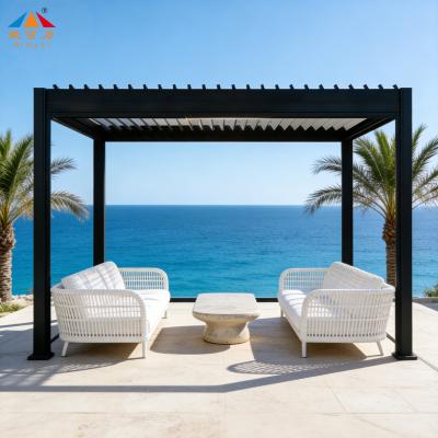 China Thickened Profile Structure Pergola Electric Durable Aluminum Alloy Industrial Style Rainproof Windproof Waterproof Outdoor for sale
