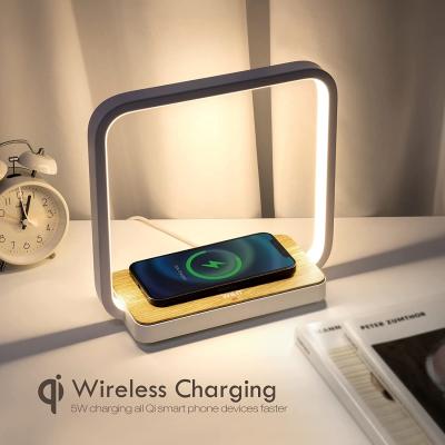 China Bedside Lamp with Qi Wireless Charger 5W Touch Control Dimmable Desk Lamp 3 Brightness Levels for Living Room for sale