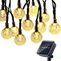 China LED Crystal Ball Solar Fairy Lights 20 LED Warm White Battery Powered Outdoor Garden Christmas Decor for sale