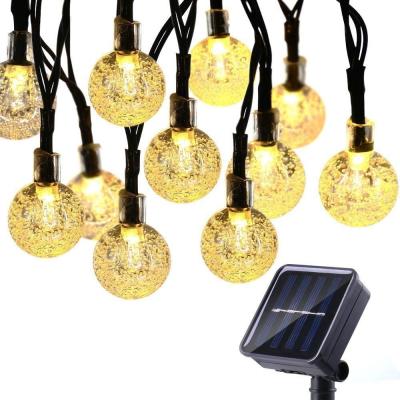China LED Crystal Ball Solar Fairy Lights 20 LED Warm White Battery Powered Outdoor Garden Christmas Decor for sale