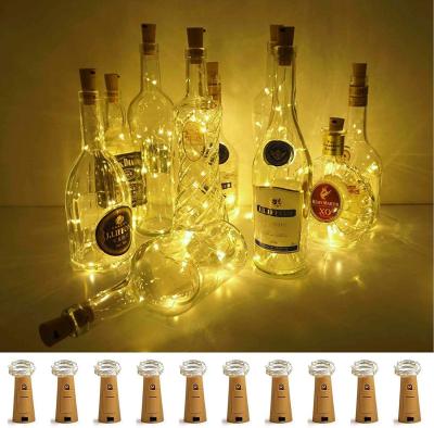 China LoveNite 10 LED Warm White Wine Bottle Lights with Cork 40 Inch Silver Wire Battery Powered Touch Switch for sale