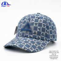 China Individuelle Blue-Grey Checkerboard Pattern Dad Hat Bold Embroidered All-Over Print Twill Sporty Arched Bill Vintage Style for sale