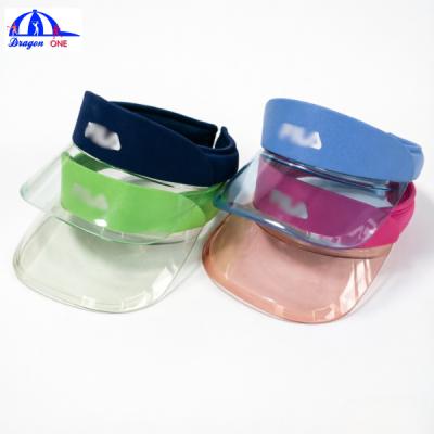China Custom Logo Transparent Brim Visors Hat Multi-Color Sporty Outdoor Sun UV Protection Breathable Fabric Contrast Stitching Open for sale