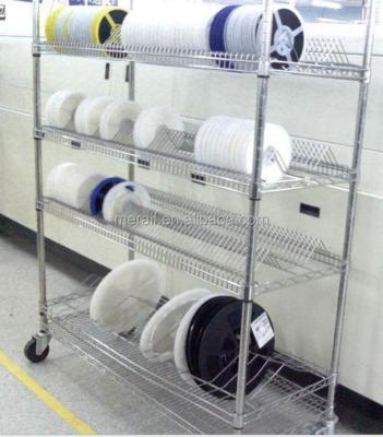 China SMT Clean Room Eletronic Antistatic Reel Storage Cart SMT Stainless Steel Rack Carts ESD PCB Storage Trolley for sale
