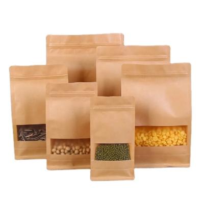 China kraft food packaging bags resealable with transparent window for sale