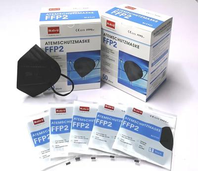 China Black Folding Type 5 Layers FFP2 Protective Masks CE 0370 Certificated for sale