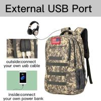 China 40L Military Camo Backpack for Boys with USB Charging Port, Tactical School Backpack for sale