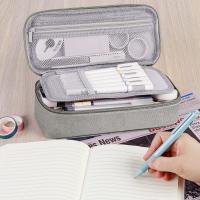 China Large Canvas Pencil Case 9x4.3x2.4in 5 Compartment Zipper Pouch for Adults Stationery Organizer for sale