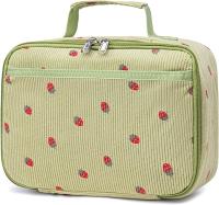 China Bluboon Corduroy Insulated Lunch Bag 8.7x6.3x7.5 Inch Strawberry Beige School Tote Cooler for sale