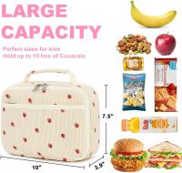 China Bluboon Corduroy Insulated Lunch Bag 8.7x6.3x7.5 Inch Strawberry Beige School Tote Cooler for sale
