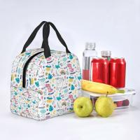 China Colorful Doodle Animals Unicorn Dinosaur UFO Reusable Insulated Lunch Bag 22x20x13 cm Waterproof Tote Box for sale