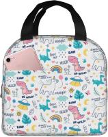 China Colorful Doodle Animals Unicorn Dinosaur UFO Reusable Insulated Lunch Bag 22x20x13 cm Waterproof Tote Box for sale