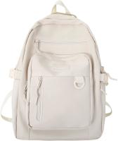 China Kids Backpack for School Cute Aesthetic Beige Backpack Girls Student Bookbag Women Travel Lightweight Nylon 12.2x7.0x16.9 Inch for sale