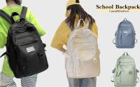 China Kids Backpack for School Cute Aesthetic Beige Backpack Girls Student Bookbag Women Travel Lightweight Nylon 12.2x7.0x16.9 Inch for sale