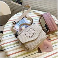 China Kawaii Corduroy Crossbody Bag 17x6x15cm Adjustable Strap Cute Purse for Women for sale