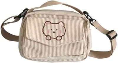 China Kawaii Corduroy Crossbody Bag 17x6x15cm Adjustable Strap Cute Purse for Women for sale