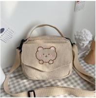 China Kawaii Corduroy Crossbody Bag 17x6x15cm Adjustable Strap Cute Purse for Women for sale